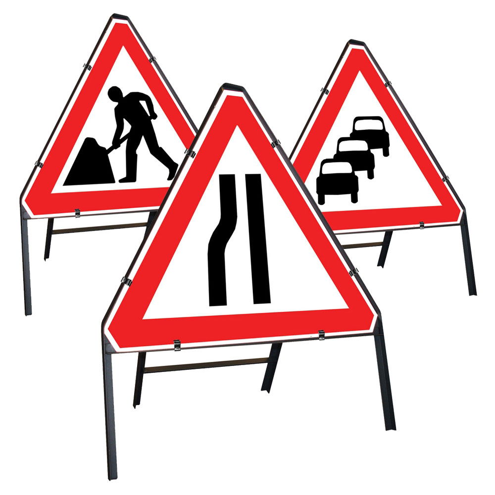 Riveted Triangular Metal Road Signs 750mm Pf Cusack